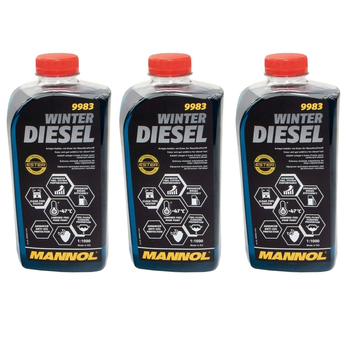 3 X 1L Winter Diesel Kraftstoff Additiv MANNOL 9983 Fließ Fit Zusatz ...